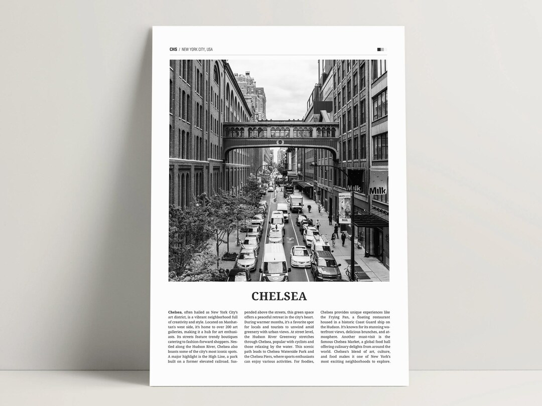 Chelsea Print Black & White, Chelsea Wall Art, Chelsea Poster ...