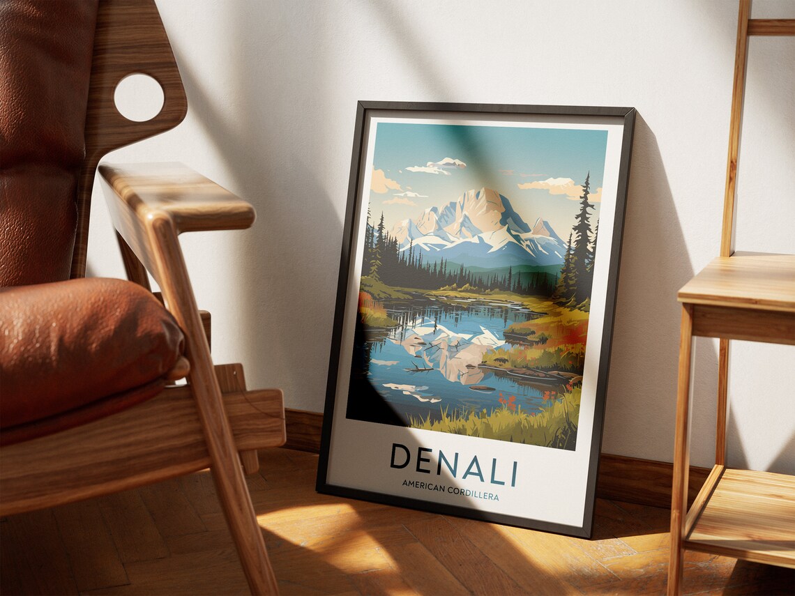 Mount Denali Travel Poster, American Cordillera Wall Art (digital ...