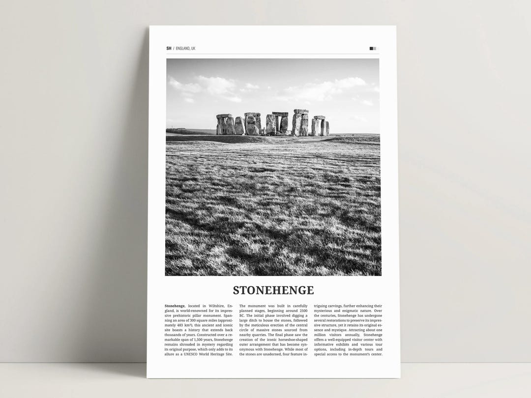 Stonehenge Print Black & White, Stonehenge Wall Art, Stonehenge Poster ...