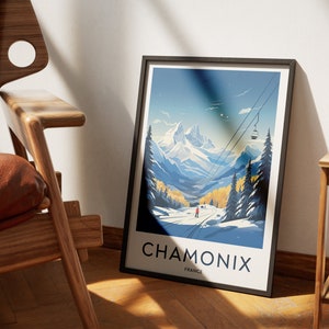 Chamonix Travel Print, Chamonix Wall Art, Chamonix Art Office Decor ...