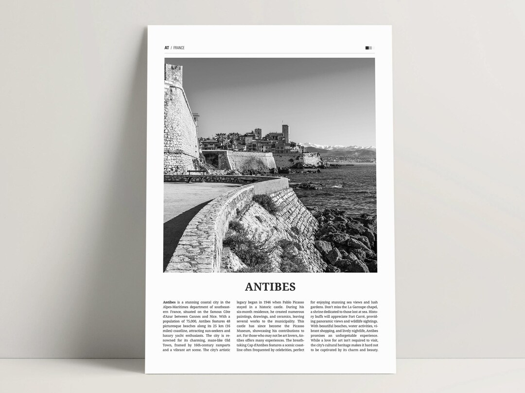 Antibes Print Black & White, Antibes Wall Art, Antibes Poster, Old Town Photo, Antibes Travel ...