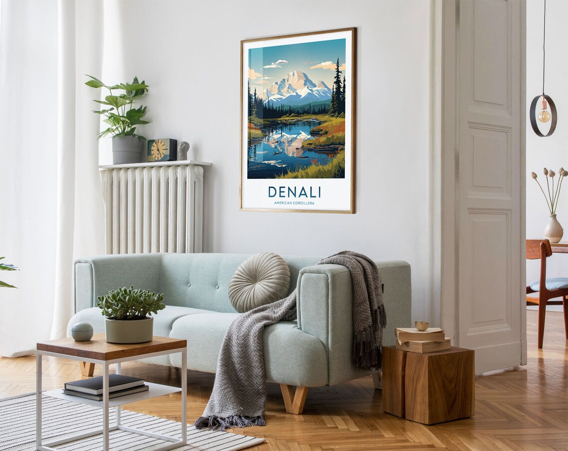 Mount Denali Travel Poster, American Cordillera Wall Art (digital ...