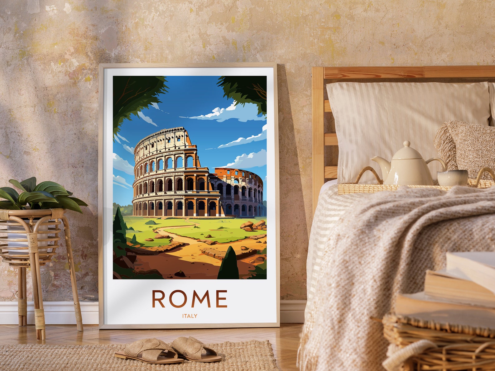 Rome Travel Poster, Italy Wall Art, Colosseum Print (digital Download ...