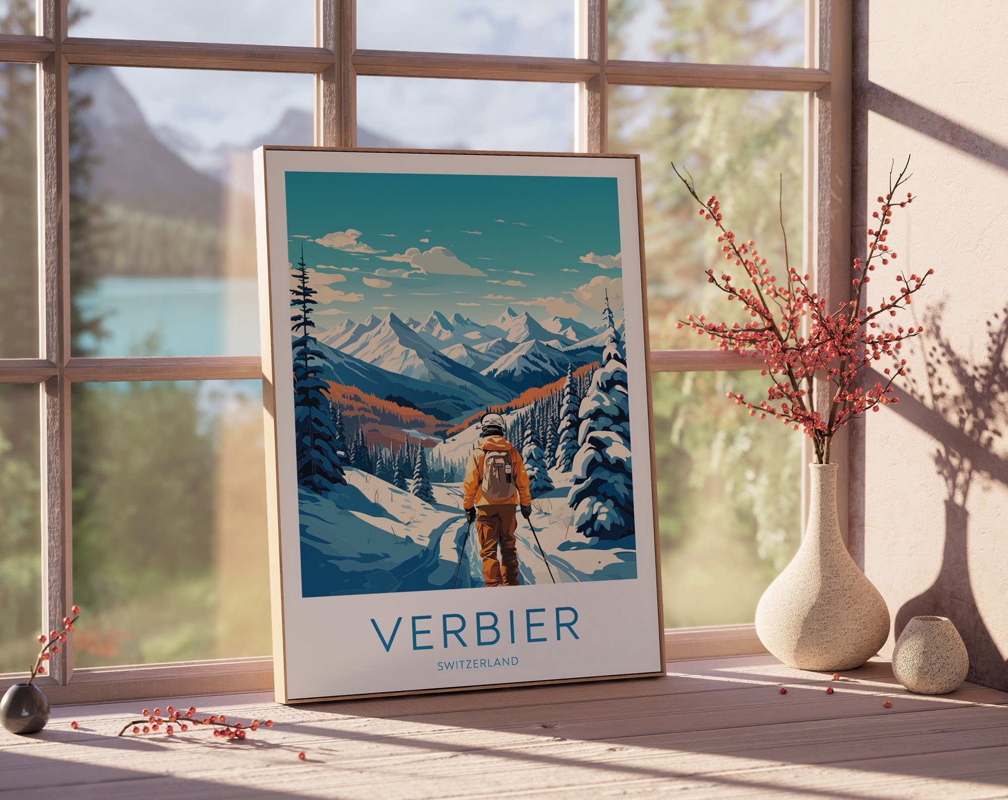 Verbier Switzerland Poster, Skiing Art Print (digital Download) - Etsy