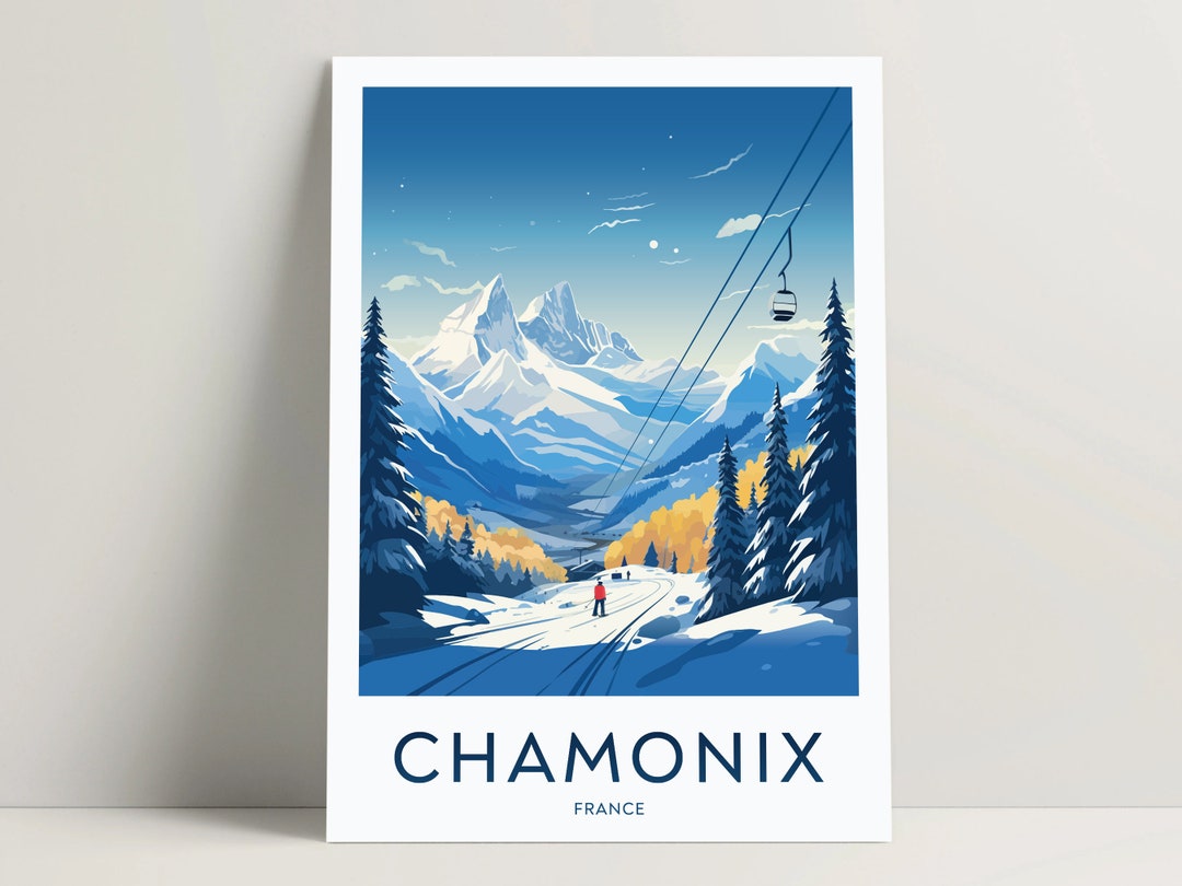 Chamonix Travel Print, Chamonix Wall Art, Chamonix Art Office Decor ...