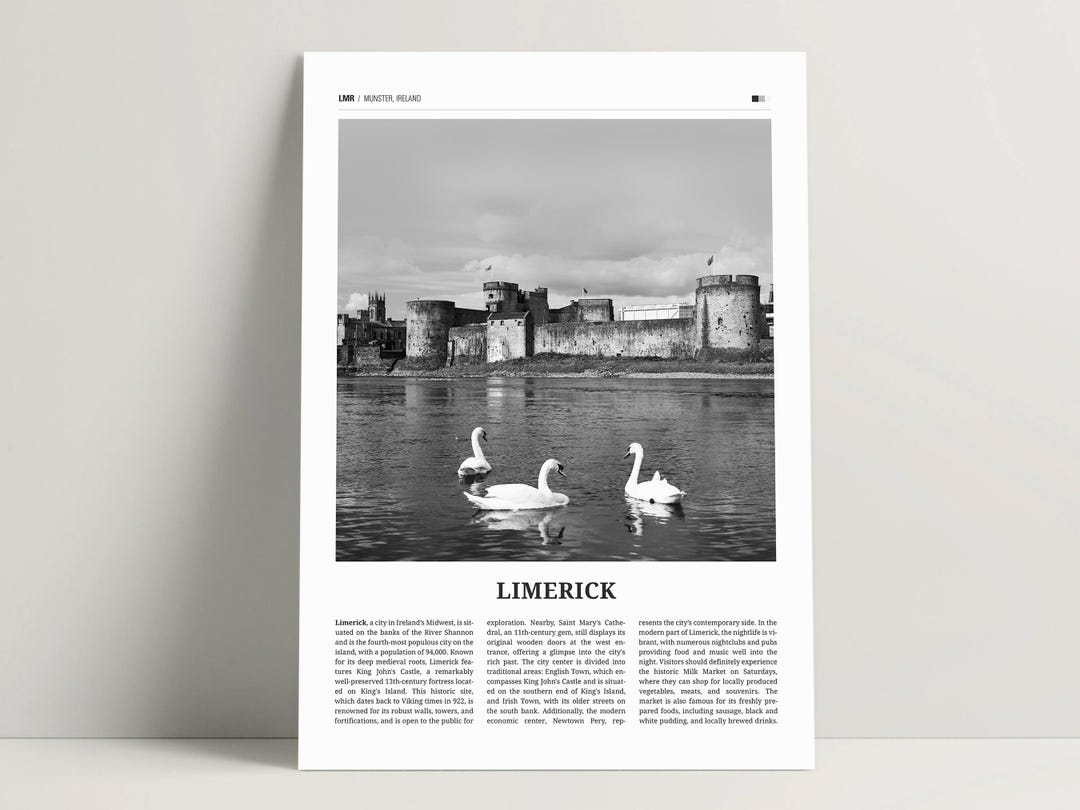 Limerick Print Black & White, Limerick Wall Art, Limerick Poster, King ...