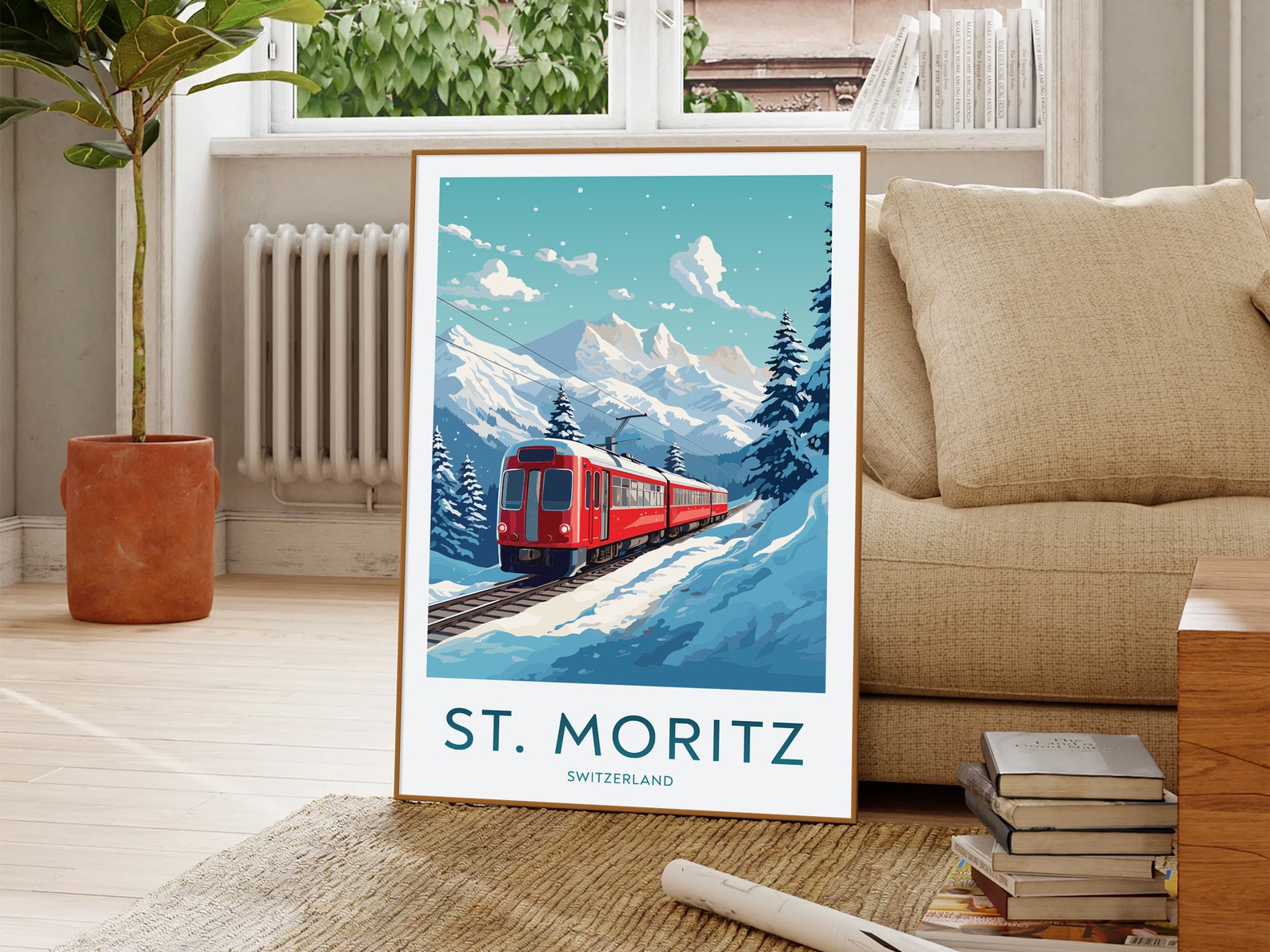 St Moritz Poster, St Moritz Digital Print Download, St Moritz Art ...