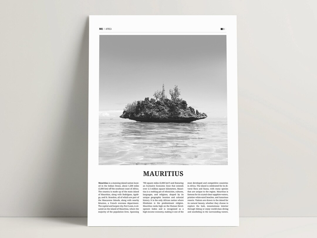 Mauritius Travel Poster Mauritius Poster Wall Art Africa Art Print ...