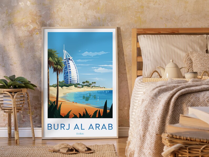 Burj Al Arab Travel Poster, Dubai Landmark Art (digital Download) - Etsy