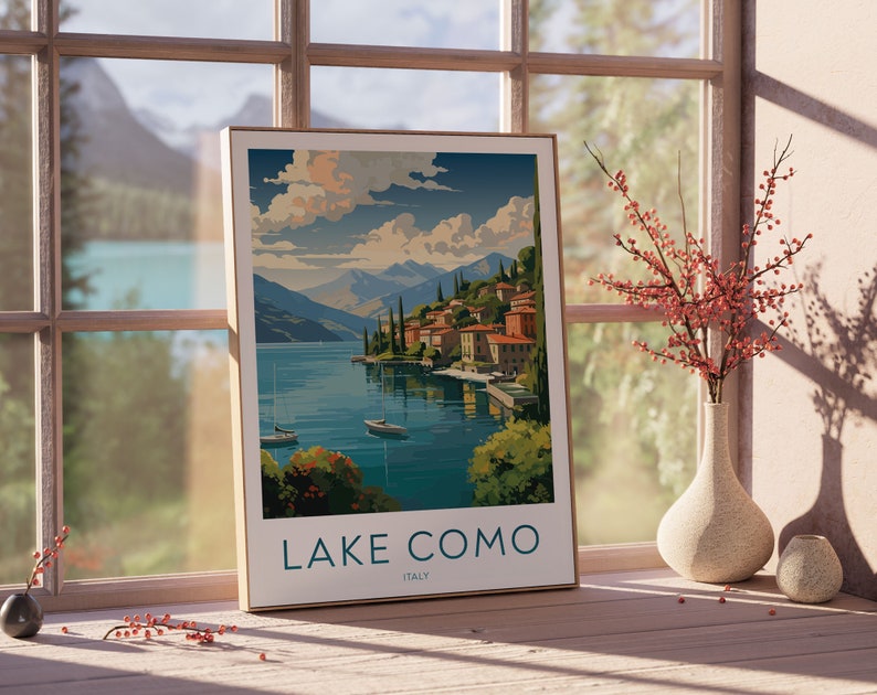 Lake Como Poster, Lake Como Digital Print Download, Lake Como Art ...