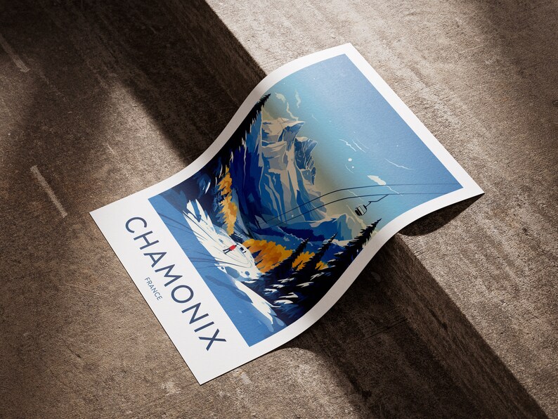 Chamonix Travel Print, Chamonix Wall Art, Chamonix Art Office Decor ...