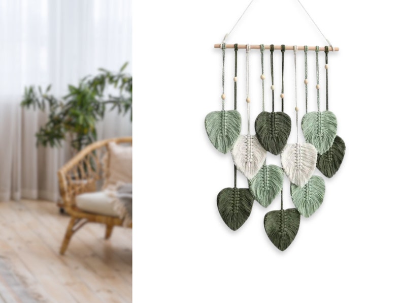 Hanging Leafs Macrame Boho Handmade Leaves Hanging Tapestry, Hanging ...