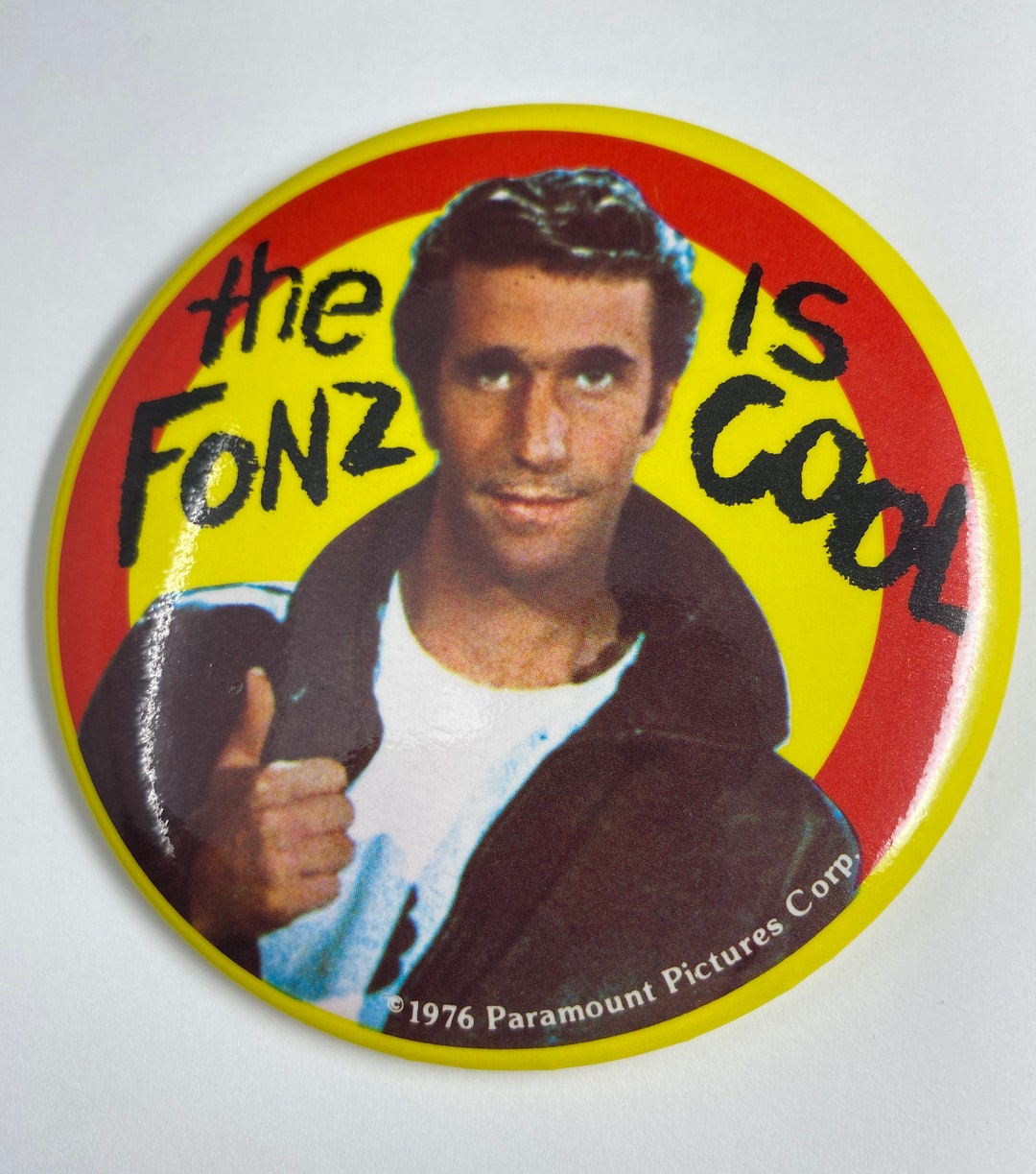 The Fonz is Cool Button/jumbo Vintage Button/arthur Herbert Fonzarelli/happy Days Button/happy ...