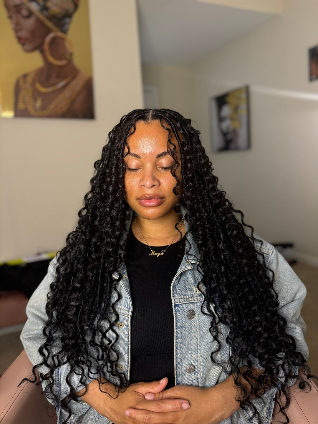 Handmade Boho Crochet Faux Locs: Human Hair Water Wave Ends (50 Strands ...