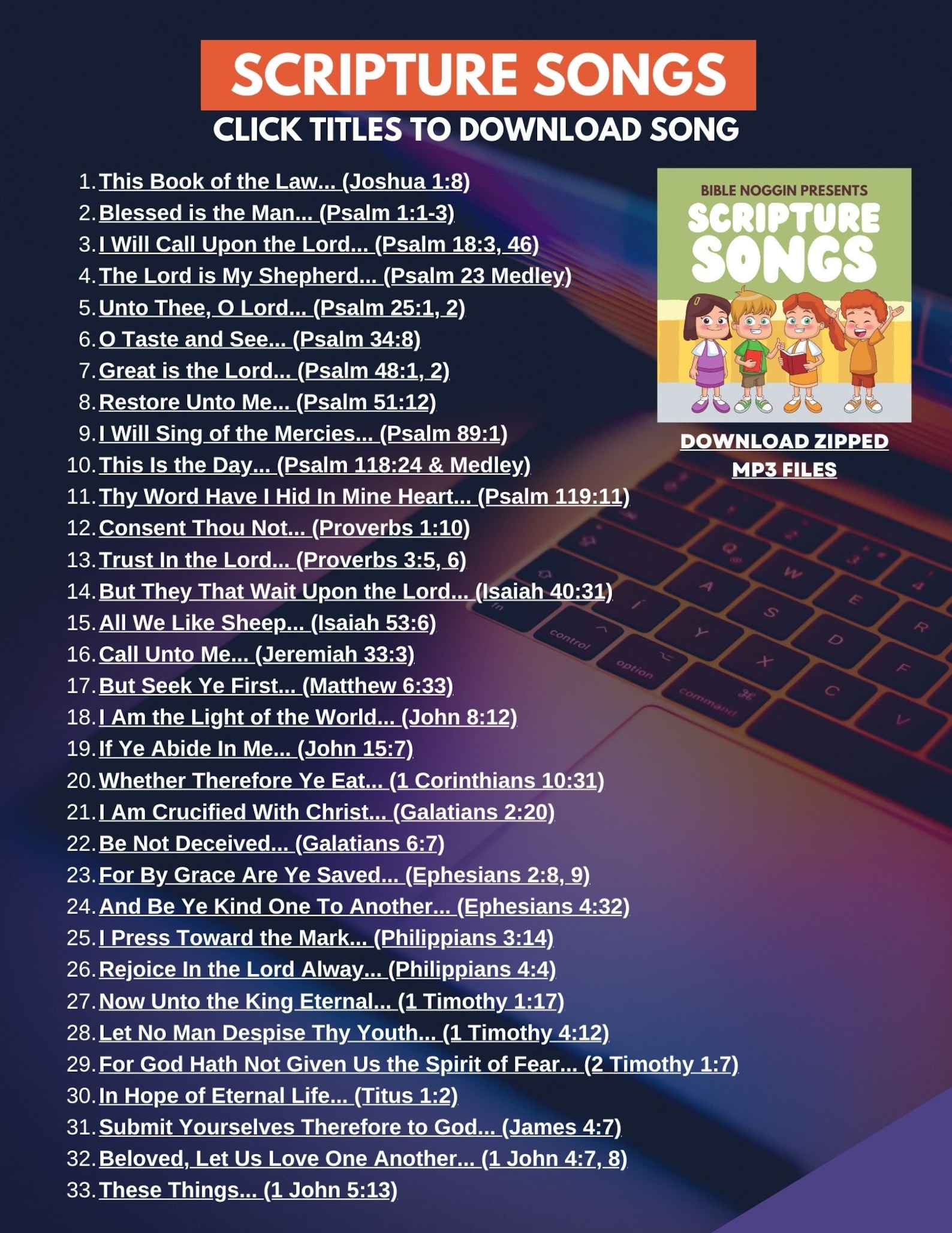33 Scripture Songs - MP3 Music Album of Bible Songs - Etsy