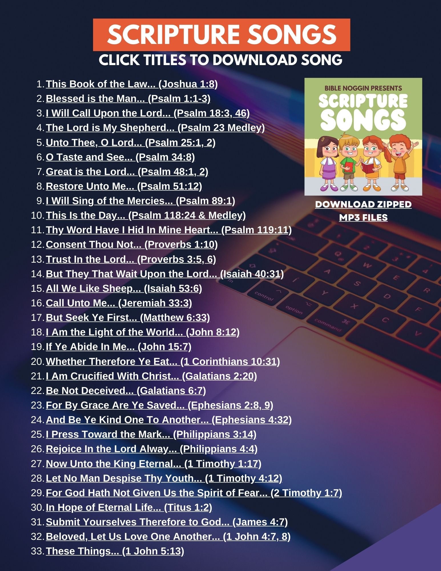 33 Scripture Songs - MP3 Music Album of Bible Songs - Etsy