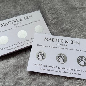 Wedding Scratch Card, Custom Scratch Card, Wedding Favours, Drink Token ...
