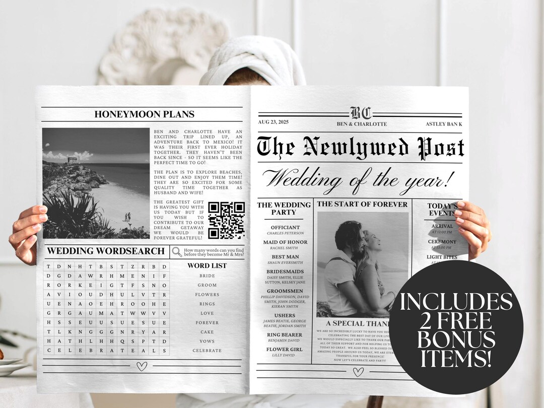Editable Wedding Newspaper Template // Newspaper Template, Newspaper ...