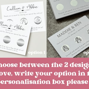 Wedding Scratch Card, Custom Scratch Card, Wedding Favours, Drink Token ...