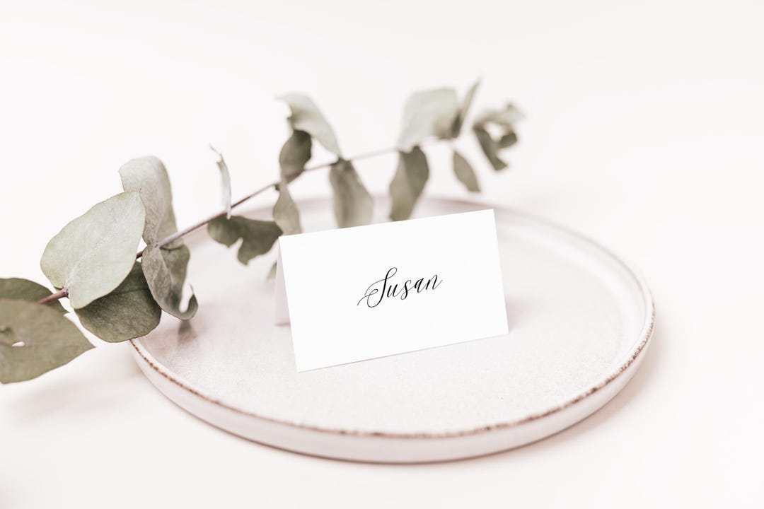 Calligraphy Wedding Place Cards Tent Fold | Printed Name Cards ...