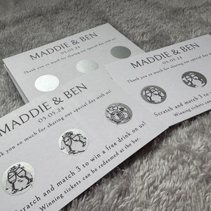 Wedding Scratch Card, Custom Scratch Card, Wedding Favours, Drink Token ...