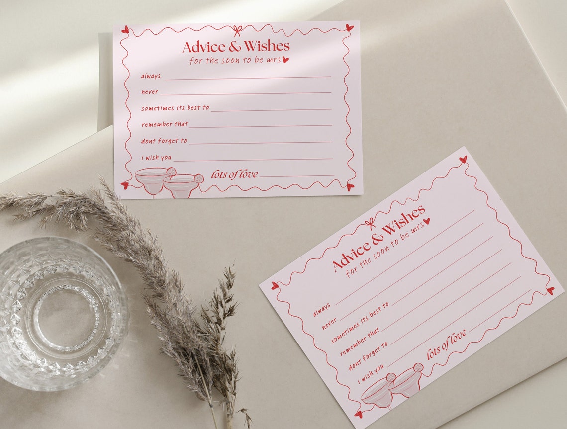 Advice for the Bride Cards // Margs and Matrimony, Bridal Shower, Hen ...