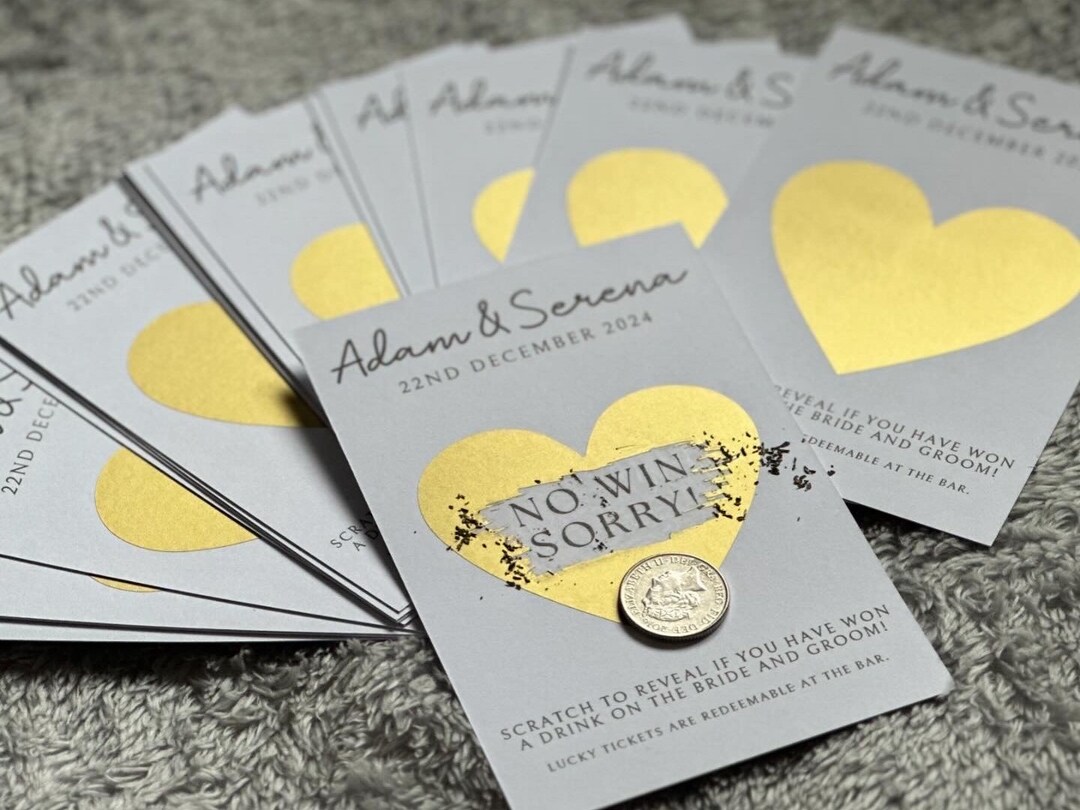 Wedding Scratch Card, Custom Scratch Card, Wedding Favours, Drink Token ...