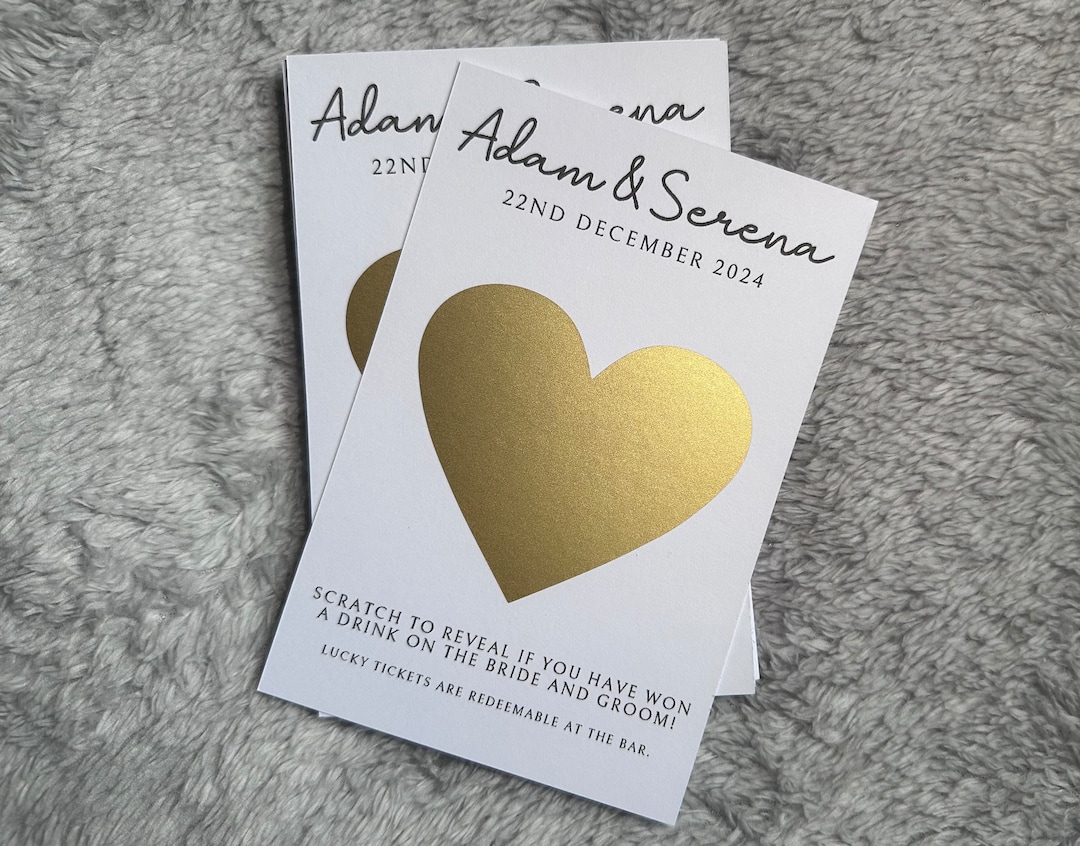 Wedding Scratch Card, Custom Scratch Card, Wedding Favours, Drink Token ...