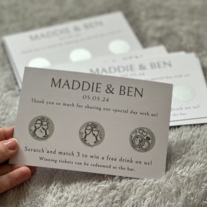 Wedding Scratch Card, Custom Scratch Card, Wedding Favours, Drink Token ...