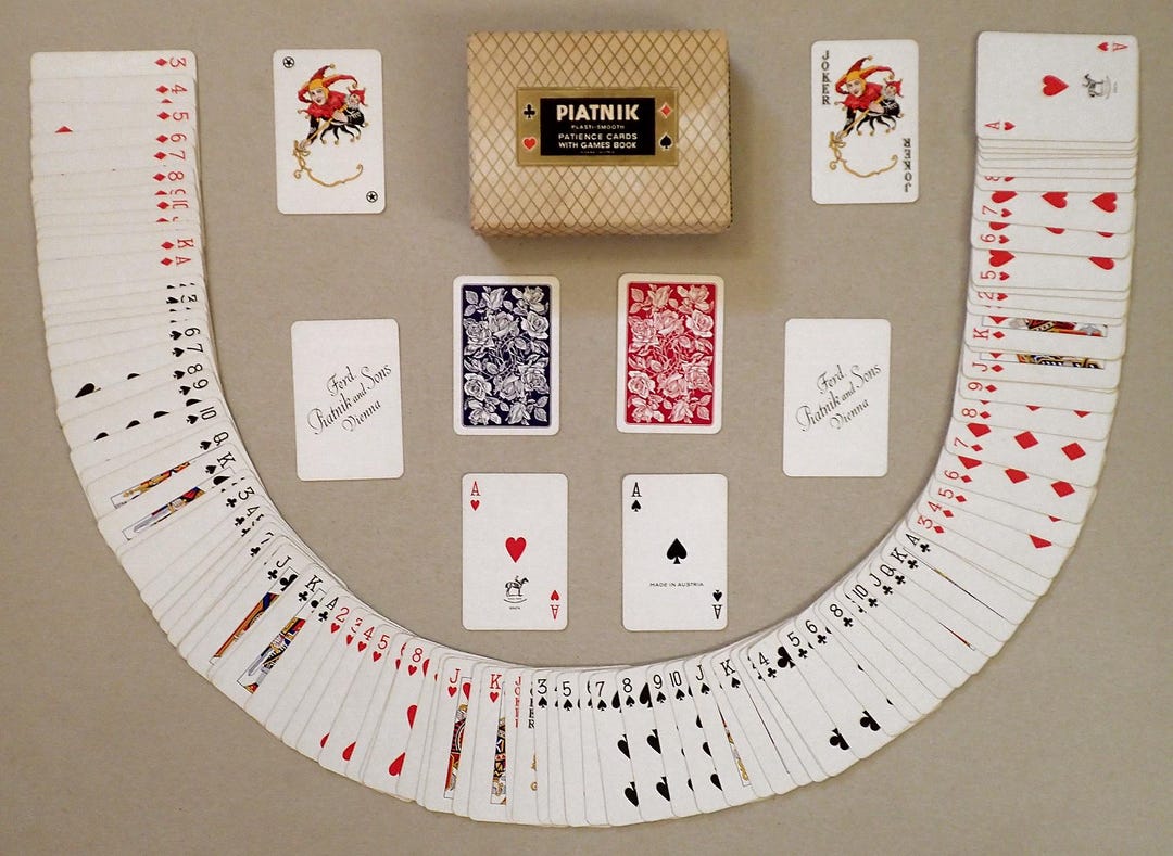 Old Retro Vintage DOUBLE Deck Mini Miniature PIATNIK Patience French Rummy Playing Cards Deck - Etsy