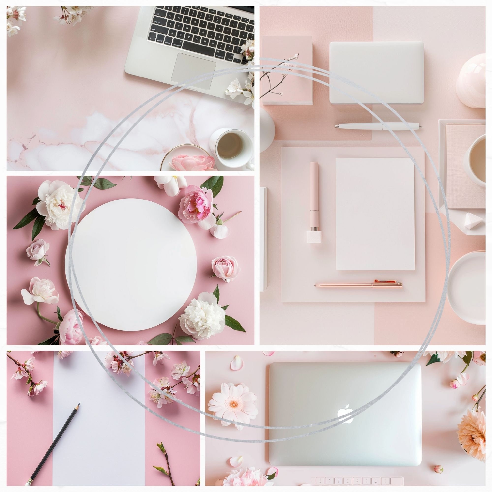 Pink Office, Office Backdrop, Laptop, Slab, Flatlay Images, Stock ...