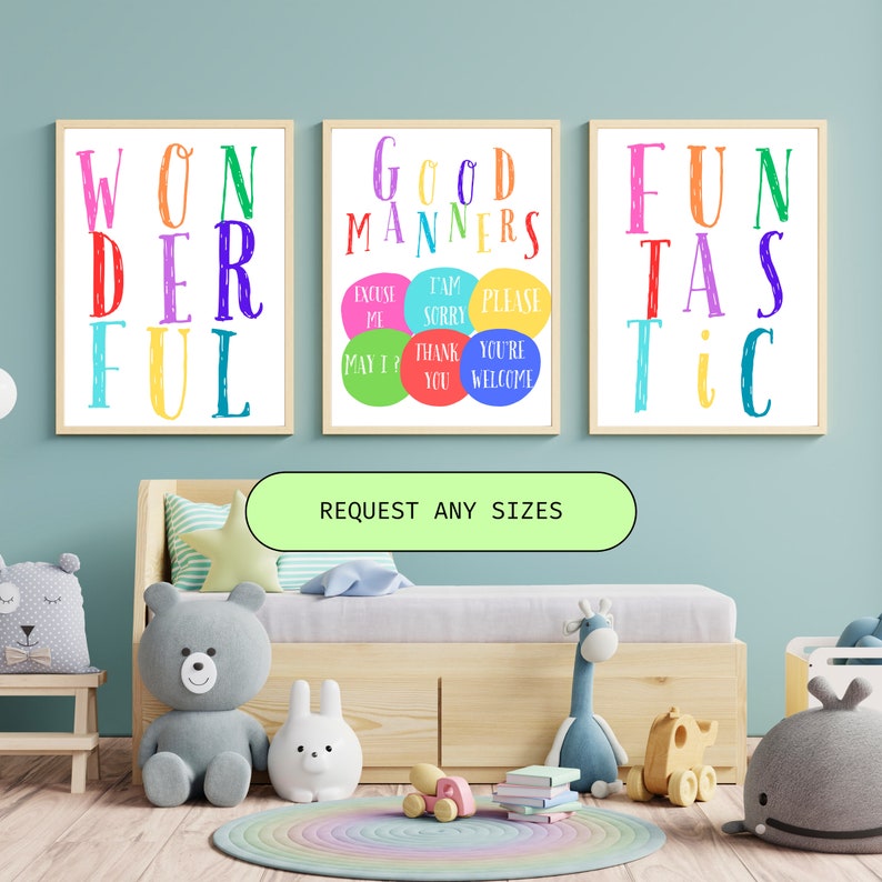 6 Sets Education Good Manners Kids Educational Poster Kids Colorful ...