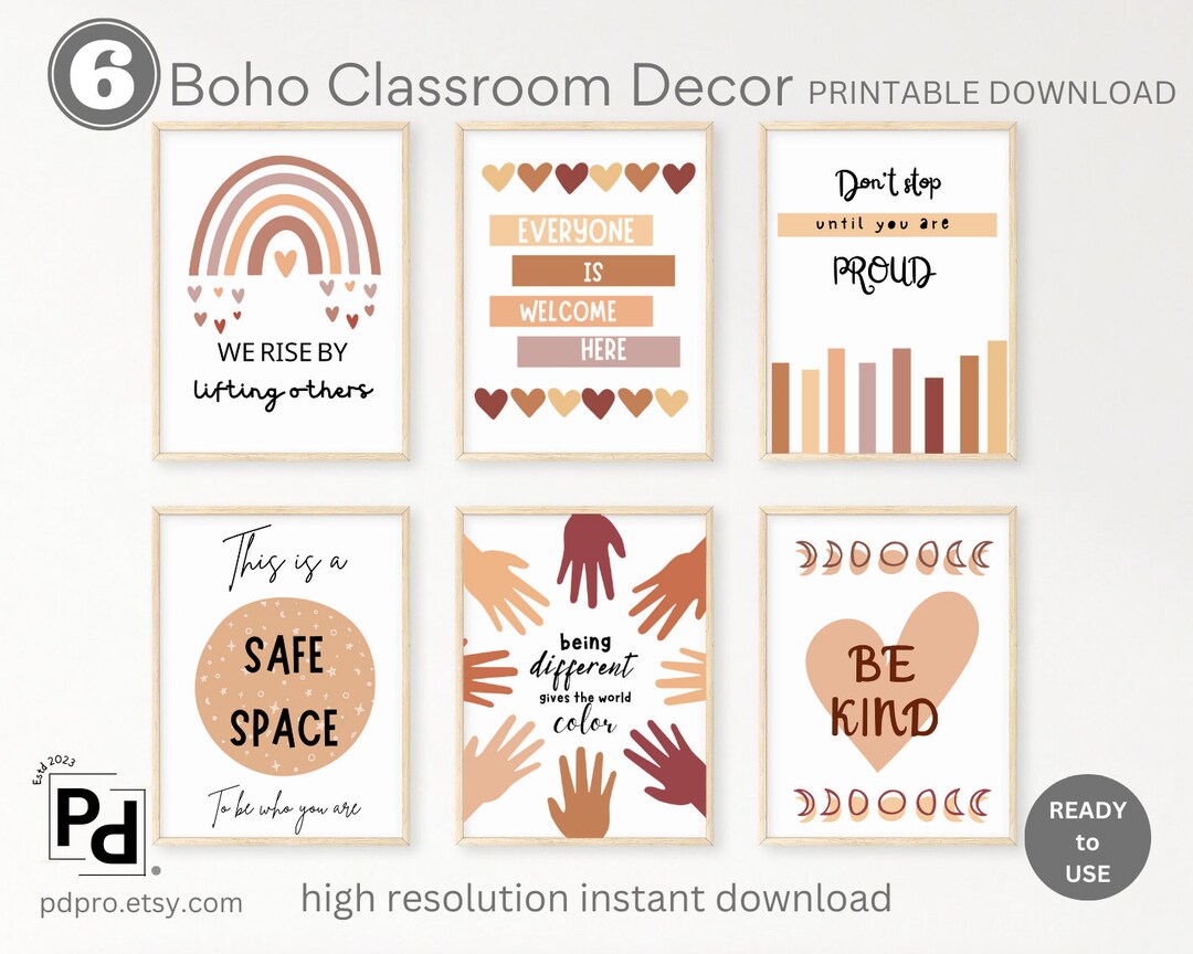 Boho Classroom Decor Sets 6 Classroom Poster School Quotes Digital ...