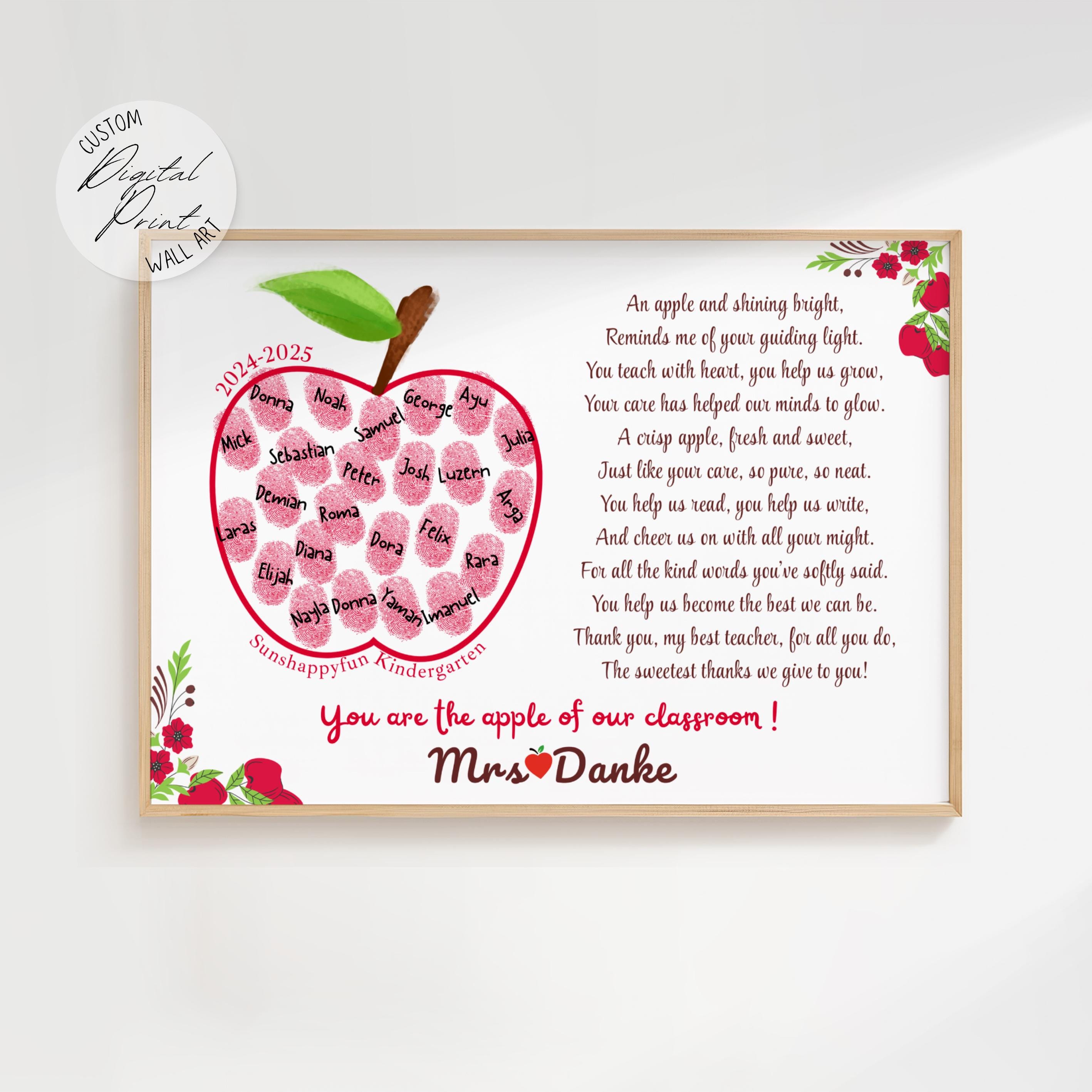 Editable Fingerprint Apple Teacher Gift, DIY Craft Class Names, Teacher ...