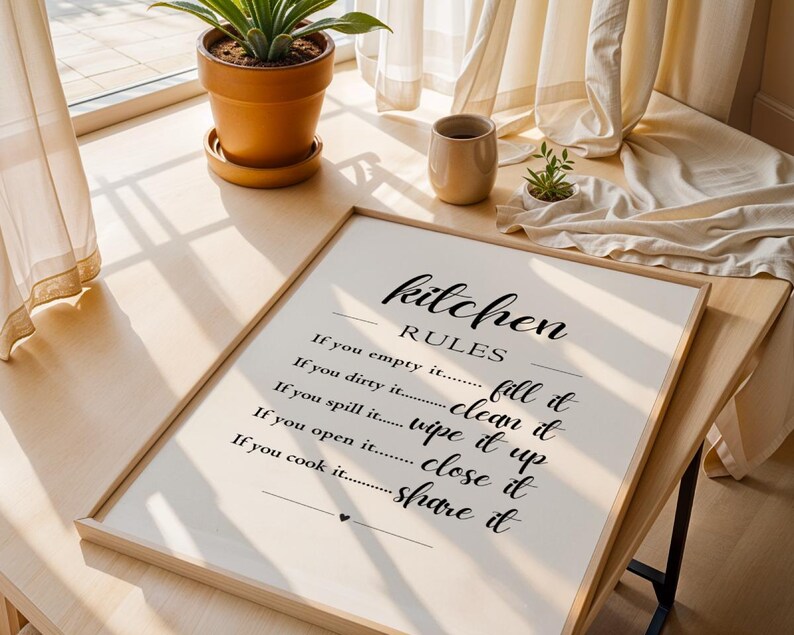 Kitchen Rules Sign: Printable Wall Art (digital Download) - Etsy