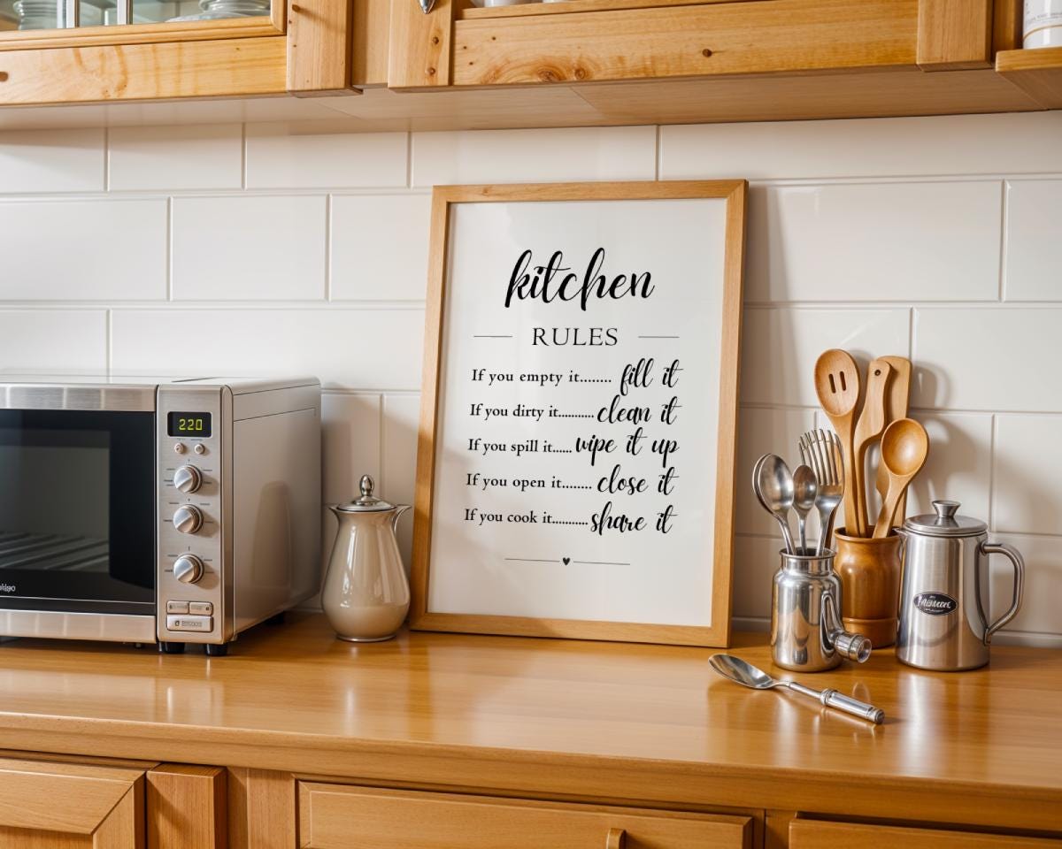 Kitchen Rules Sign: Printable Wall Art (digital Download) - Etsy