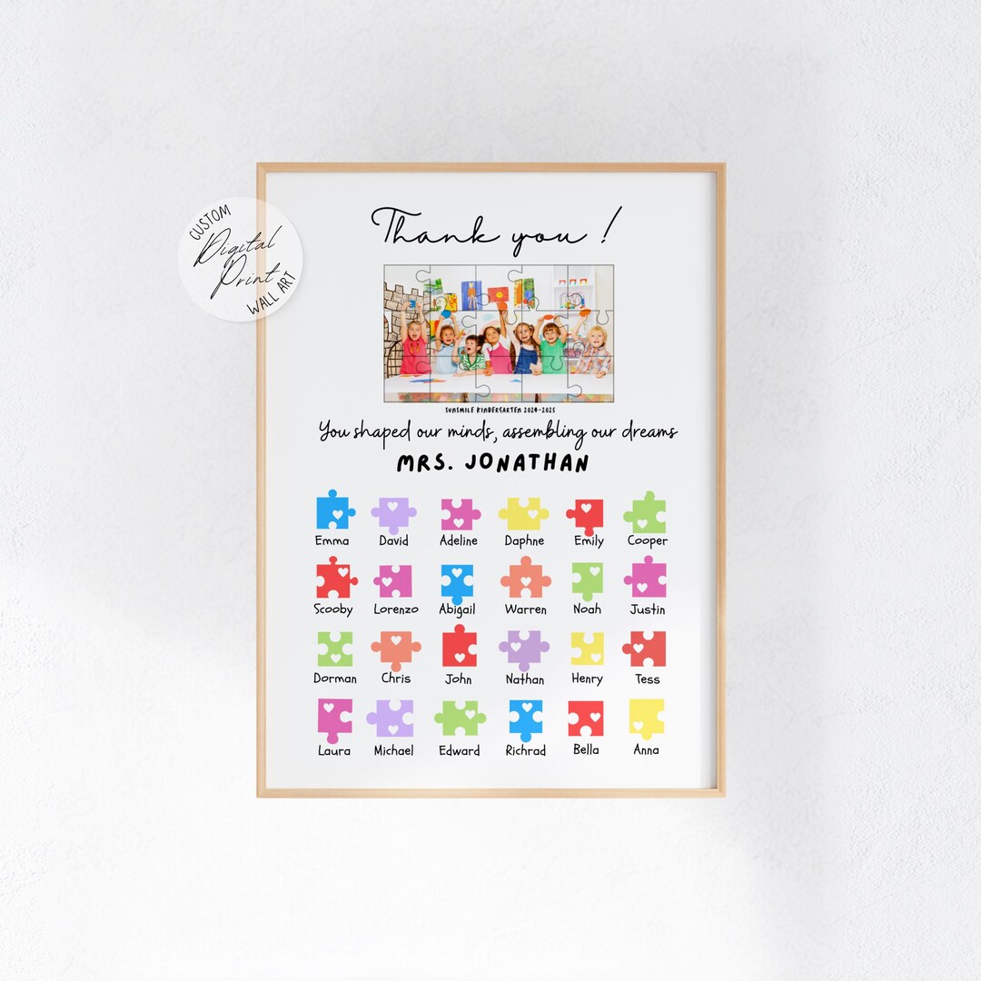 Personalized Teacher Appreciation Puzzle Print: Custom Farewell Gift ...