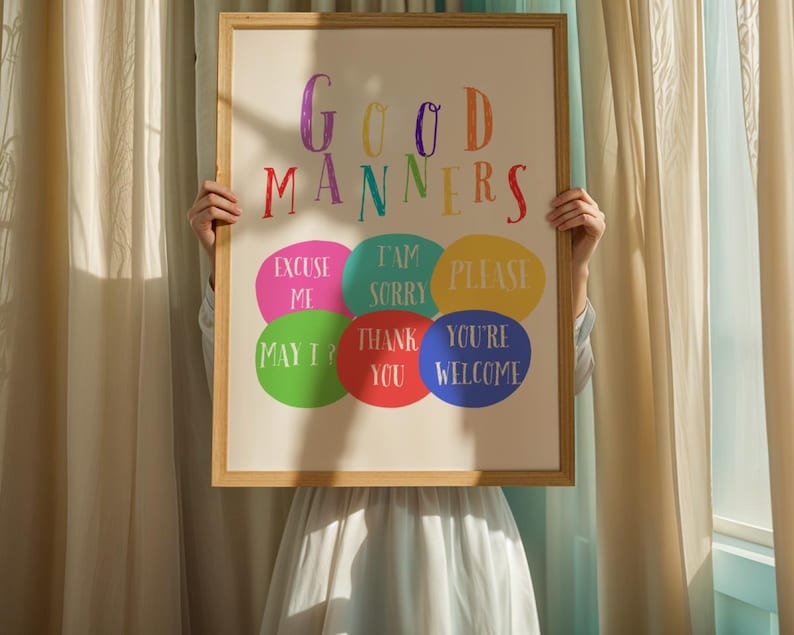 6 Sets Education Good Manners Kids Educational Poster Kids Colorful ...