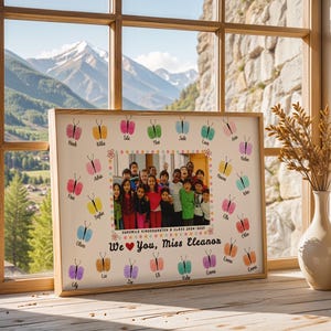 Fingerprint Teacher Gift Editable Keepsake Print, Kids Name Teacher ...