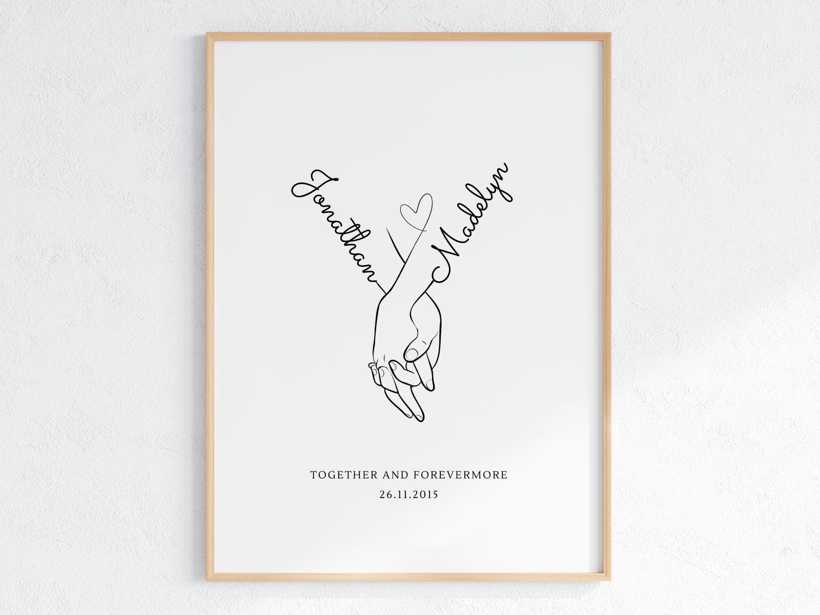 Custom Names Print Personalised Valentine's Day Gift, Holding Hands ...