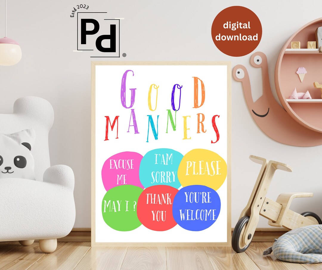 6 Sets Education Good Manners Kids Educational Poster Kids Colorful ...