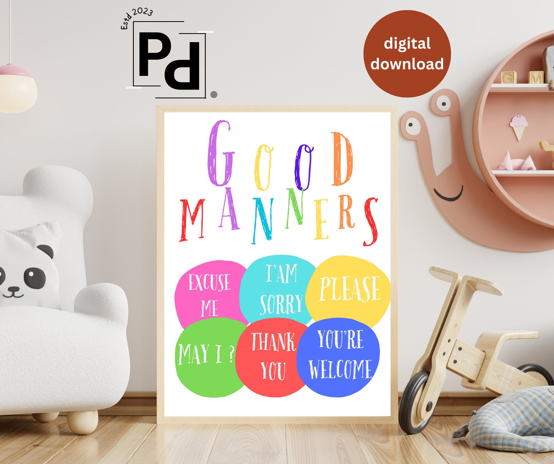 6 Sets Education Good Manners Kids Educational Poster Kids Colorful ...