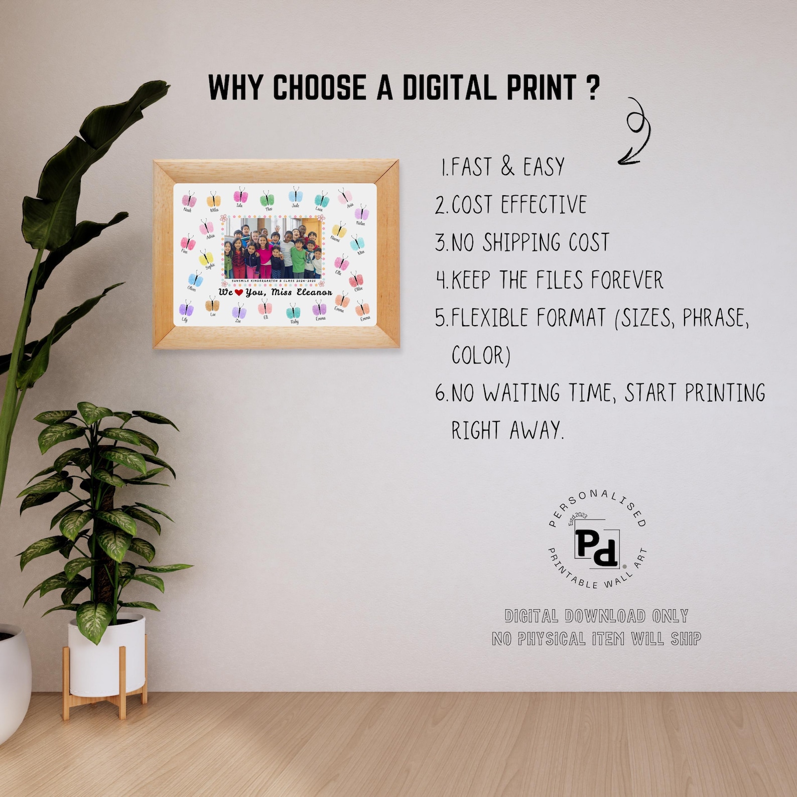 Fingerprint Teacher Gift Editable Keepsake Print, Kids Name Teacher ...