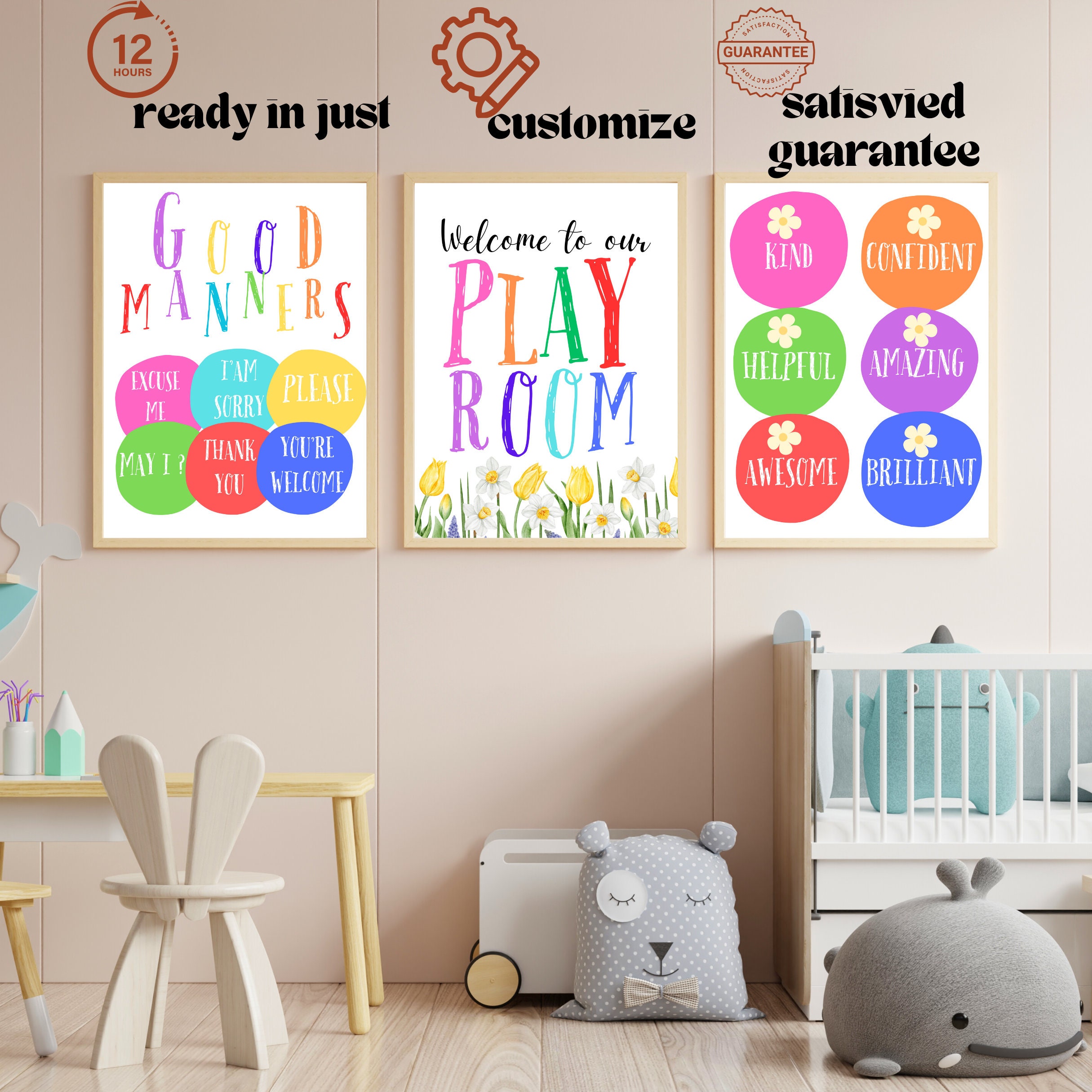 6 Sets Education Good Manners Kids Educational Poster Kids Colorful ...