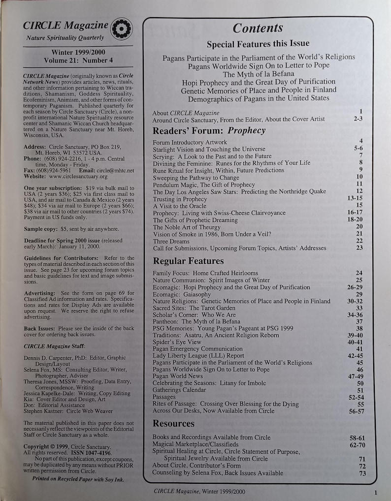 Circle Network News/circle Magazine 1999 Issues 72, 73, 74 - Etsy