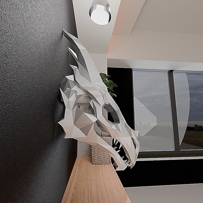 Dragon Skull Origami/printable DIY Pattern/paper Sculpture/polygonal ...