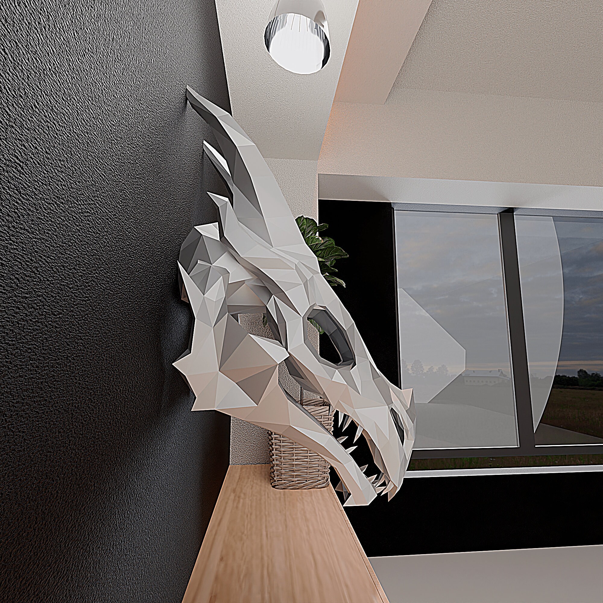 Dragon Skull Origami/printable DIY Pattern/paper Sculpture/polygonal ...