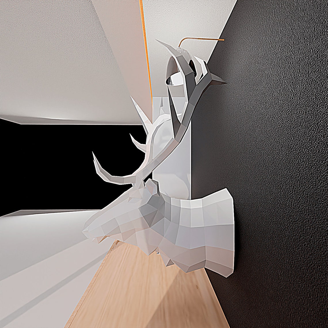 Elk Head Papercraft/printable 3d Model/animal Polygonal Sculpture/low ...