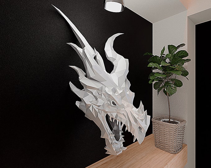 Alduin Papercraft/dragon Paper Head/3d Origami/dragon Sculpture ...