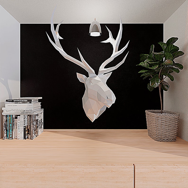 Elk Head Papercraft/printable 3d Model/animal Polygonal Sculpture/low ...